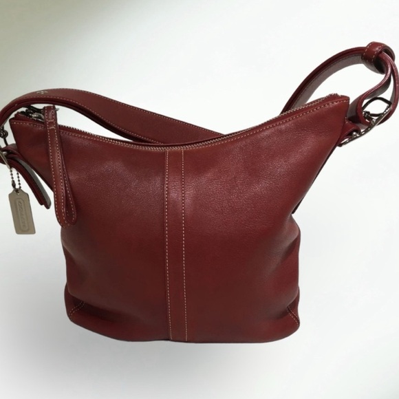 Coach | Bags | Coach Vintage Womens Red Leather Hobo Crossbody Bucket ...
